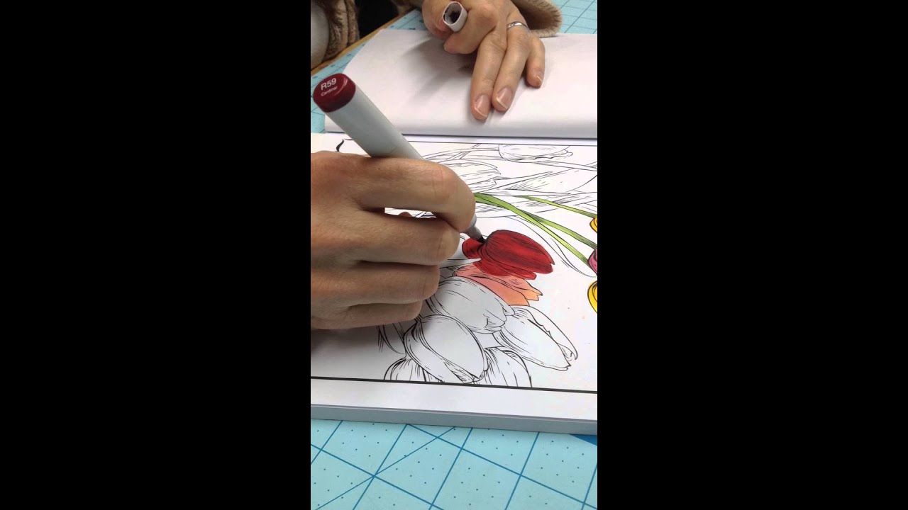 Copic Coloring in coloring book - YouTube