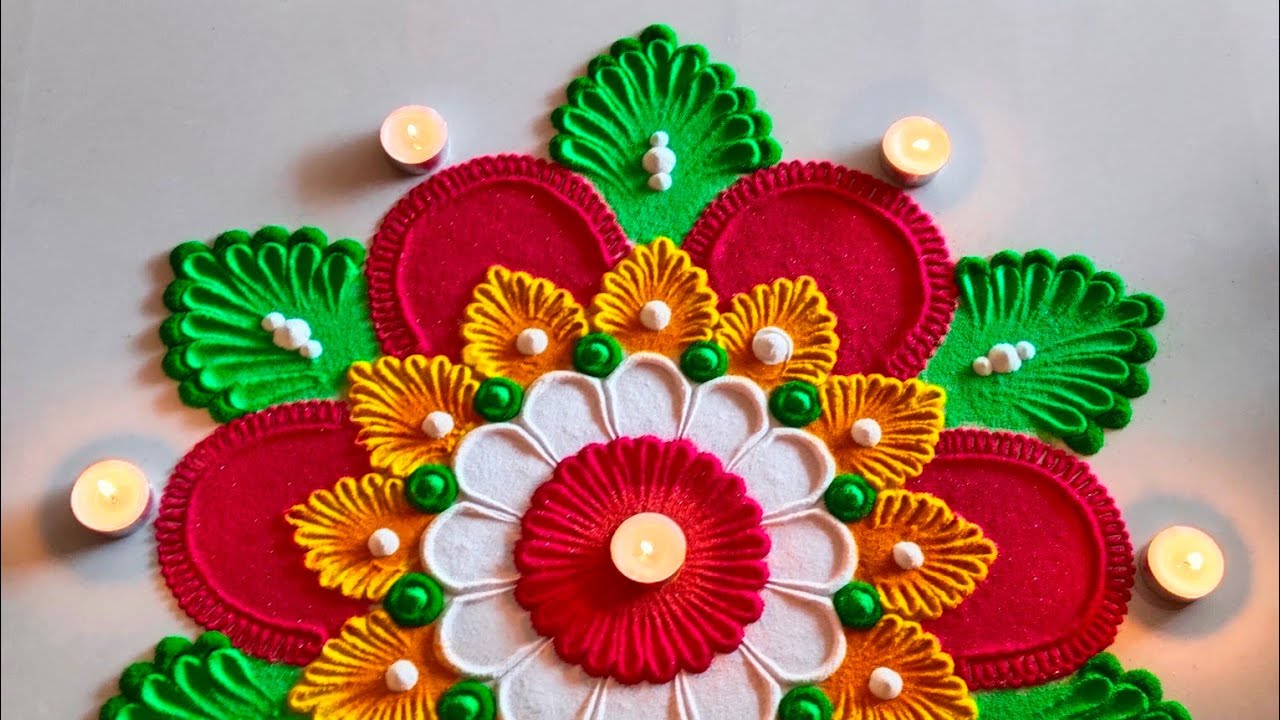 Big Rangoli design for Diwali 🪔. Dasara rangoli. Simple rangoli designs ...