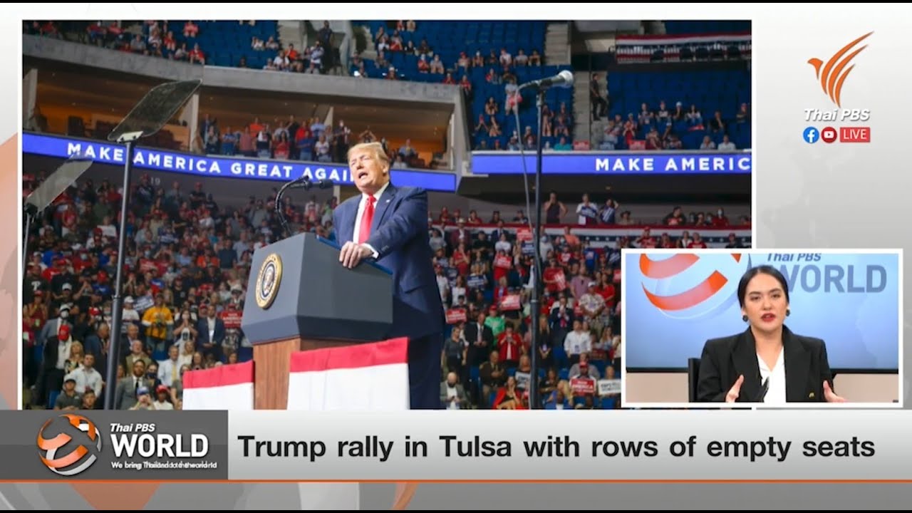 Trump rally in Tulsa with rows of empty seats - YouTube