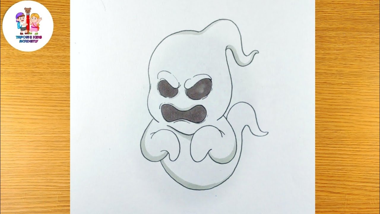 Cute ghost drawing | bhoot drawing - YouTube