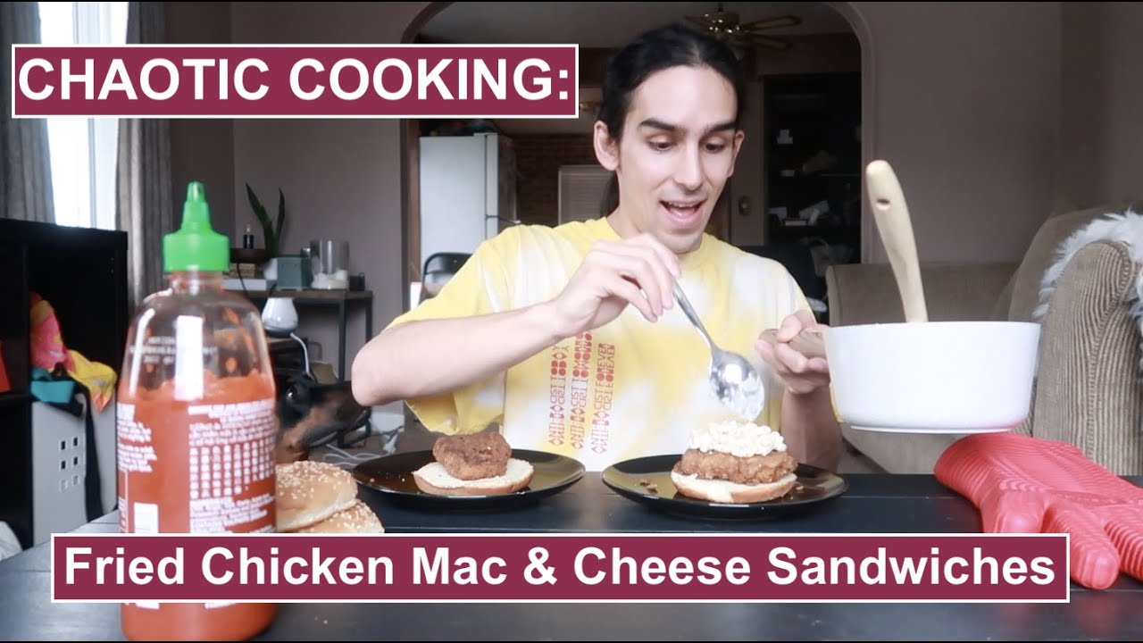 CHAOTIC COOKING: Fried Chicken Mac & Cheese Sandwiches - YouTube