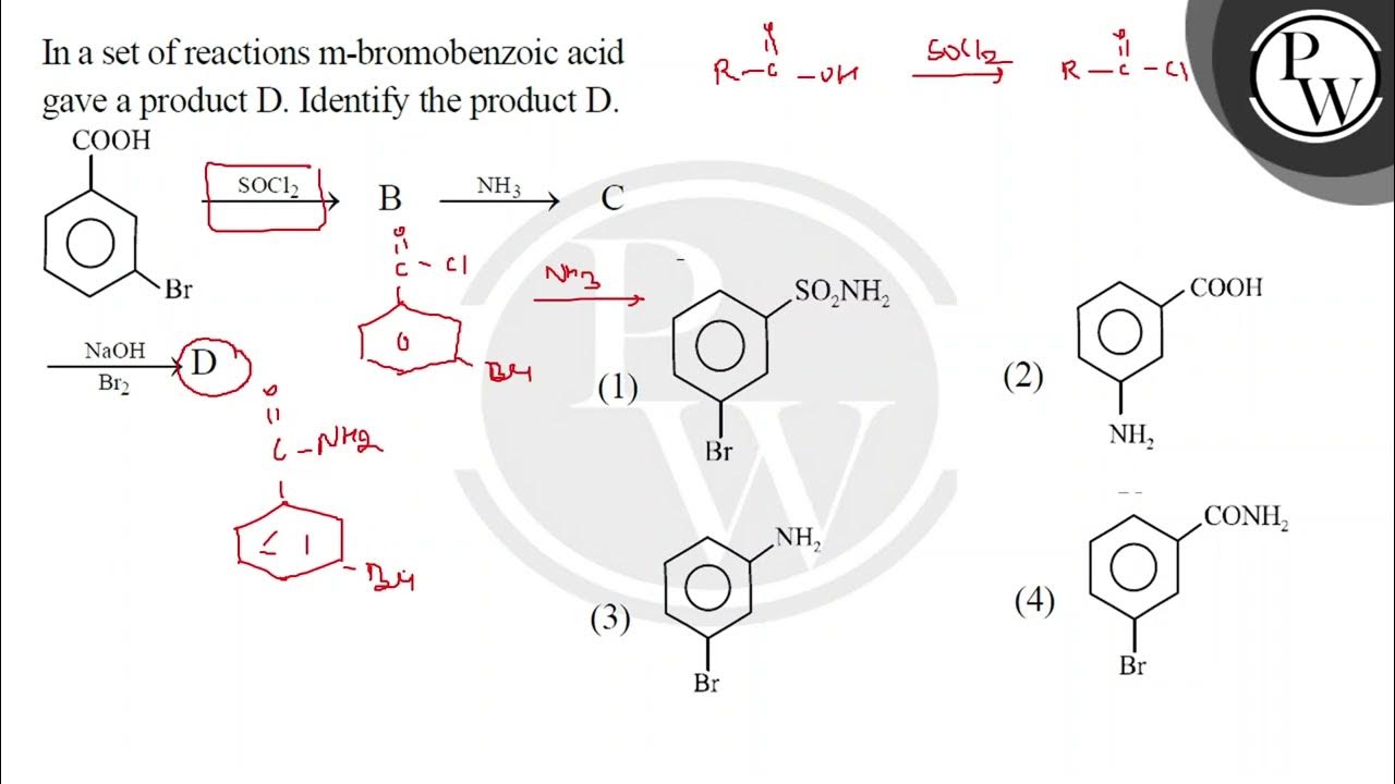 In A Set Of Reactions M Bromobenzoic Acid Gave A Product D Identify