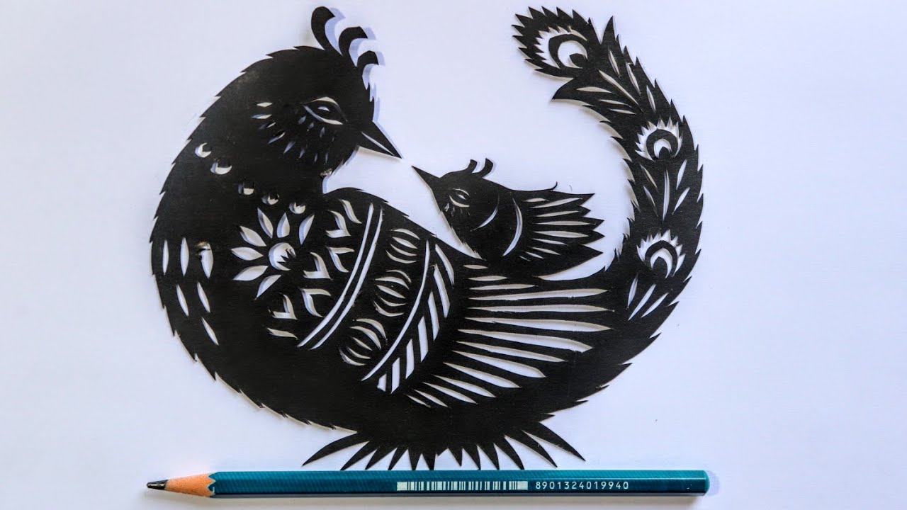 How to cut a beautiful bird /paper cutting art/Rainbow Art - YouTube
