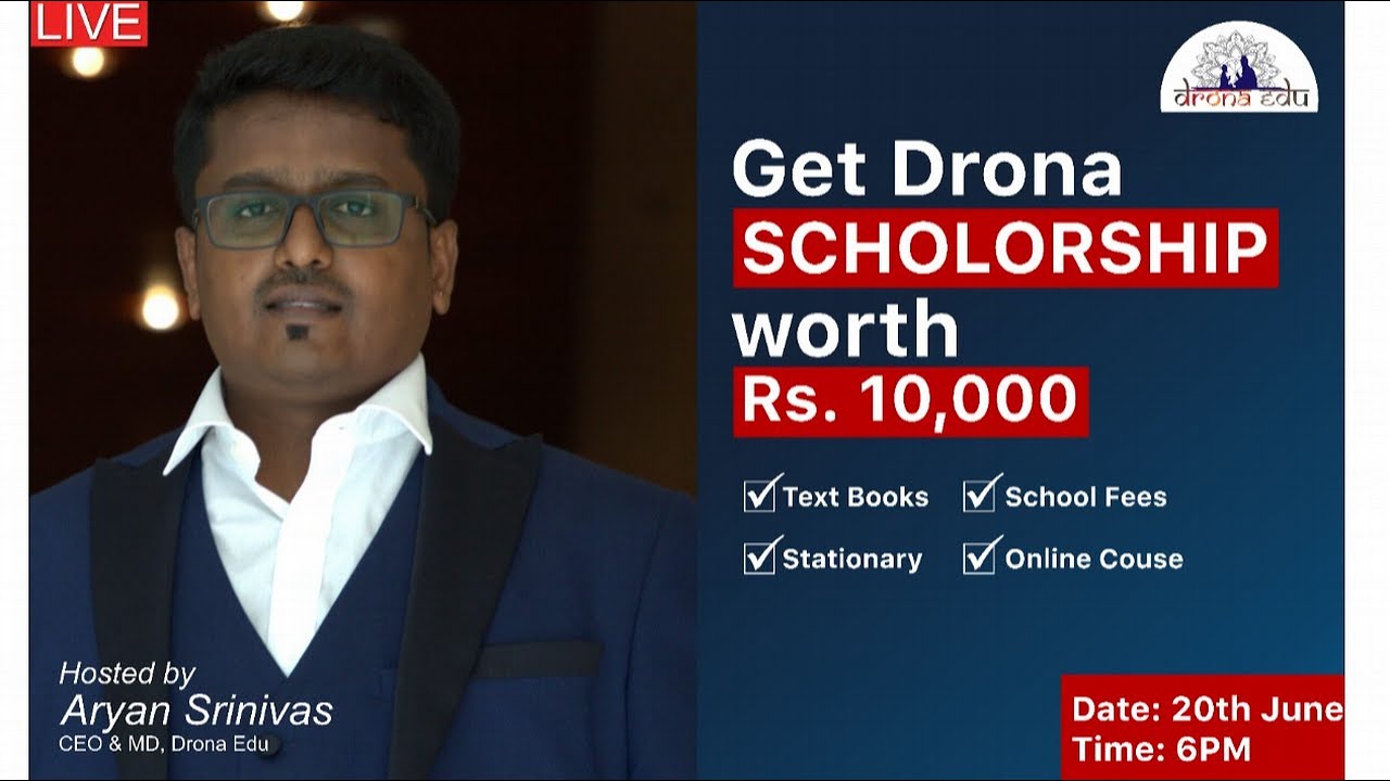 SCHOLARSHIP PROGRAMME |BY ARYAN SRINIVAS |DRONA EDU | - YouTube
