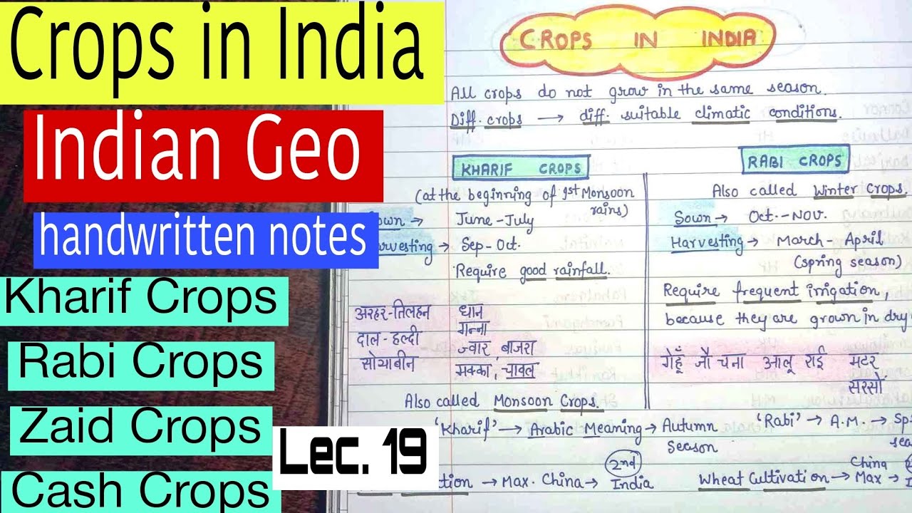 Crops in India || Kharif & Rabi Crops || Zaid & Cash Crops || Lec. 19 ...