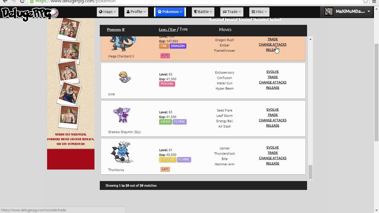 How To Trade Any Pokemon in delugerpg - YouTube