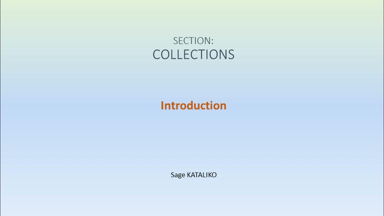 0. Introduction sur les collections - YouTube