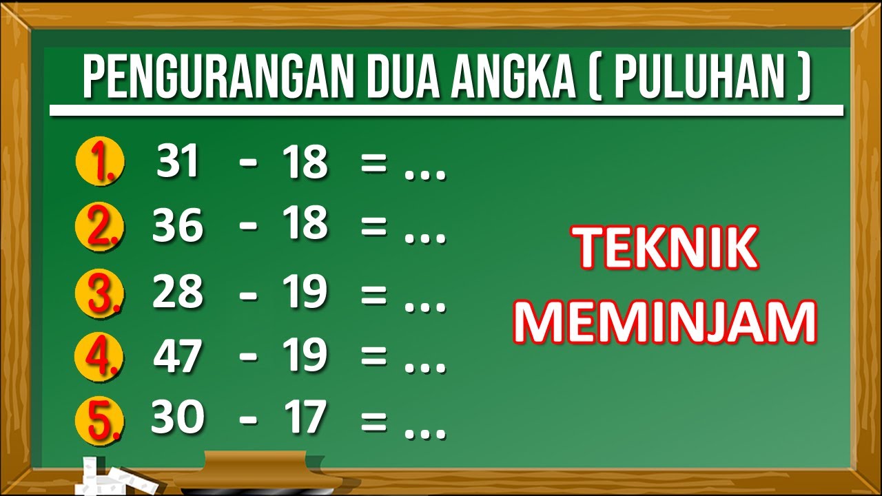 Pengurangan Dua Angka ( Puluhan ) Teknik Meminjam Matematika Kelas 1 SD ...
