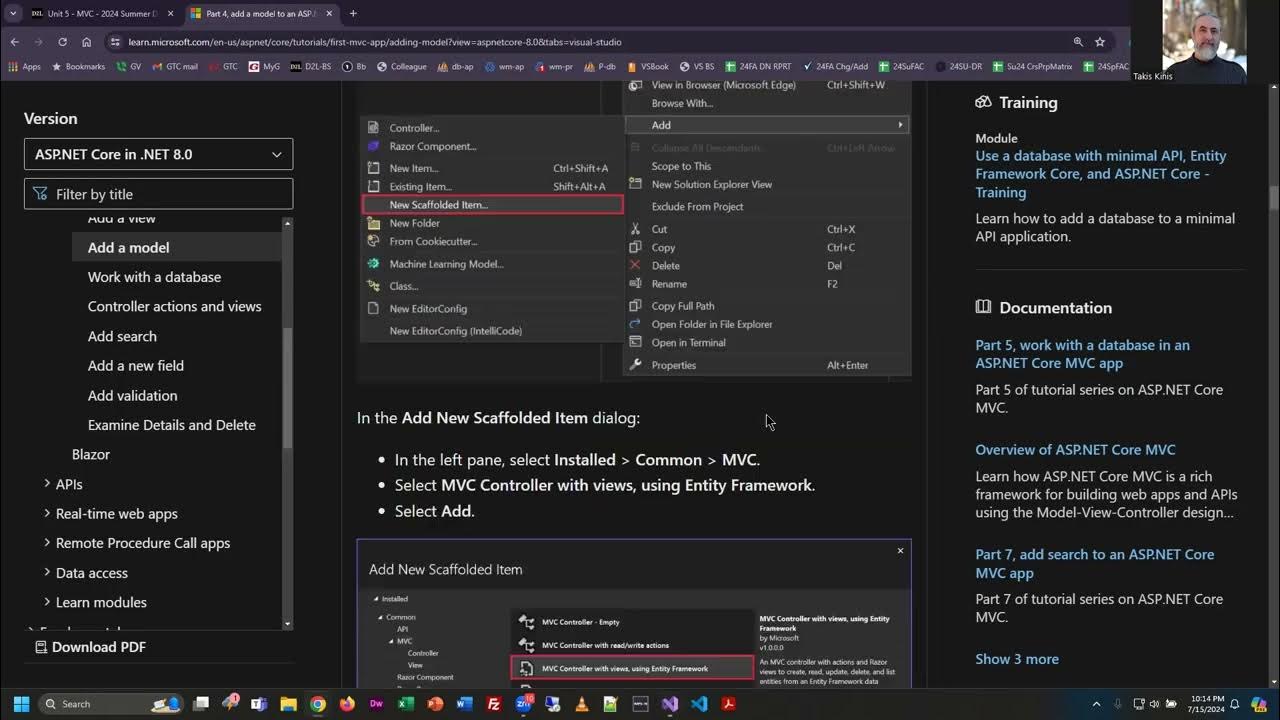ASP.NET Core - Create MVC Web App - Microsoft Tutorial Walk through Part 2 - Summer 2024 - YouTube
