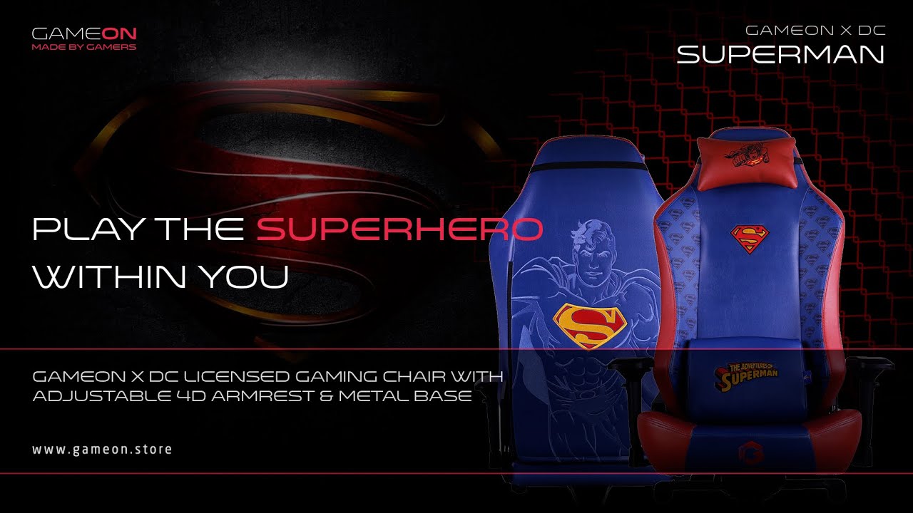 GAMEON Superman Gaming Chair - DC Character series Licensed Gaming ...