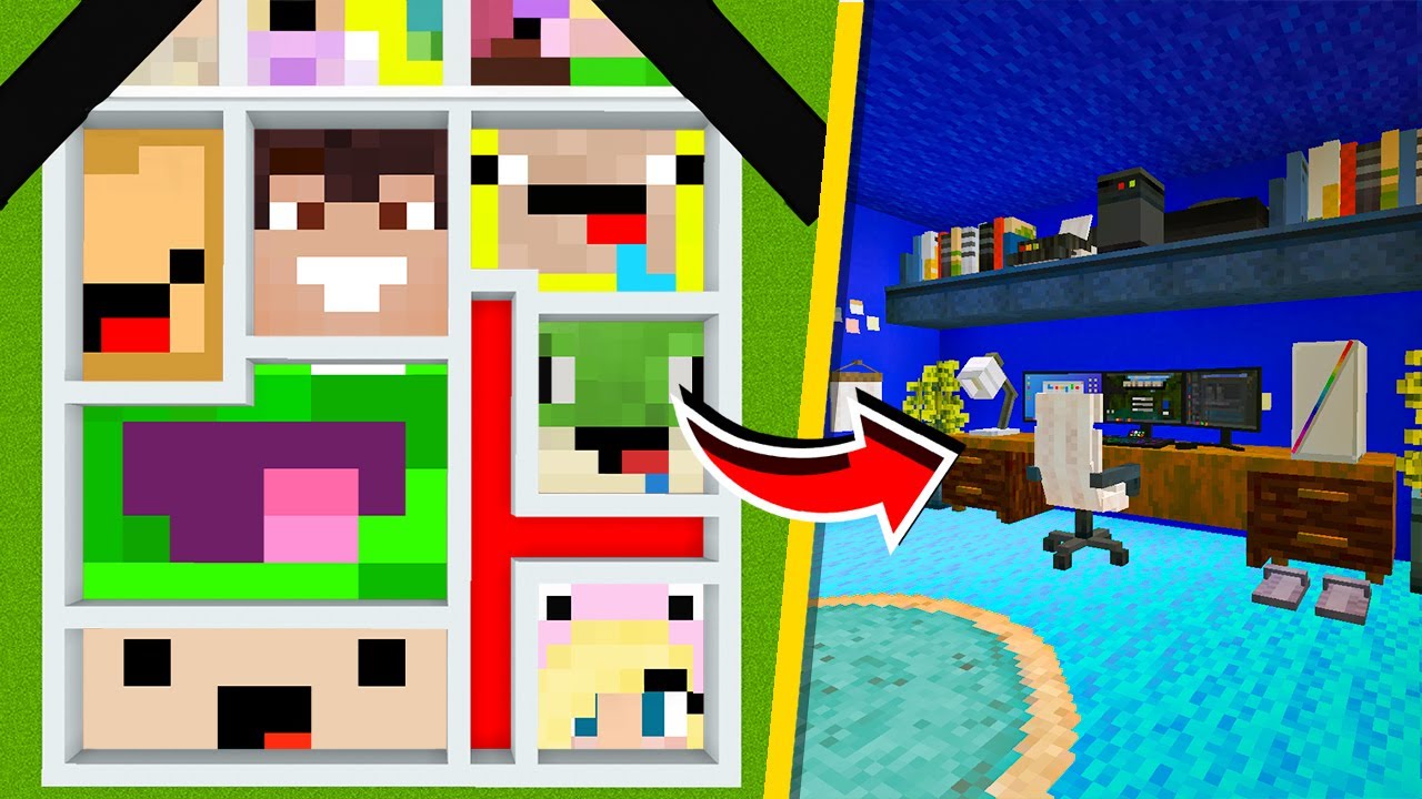 MINECRAFT, ale KAŻDY POKÓJ to INNY YOUTUBER w Minecraft! - YouTube