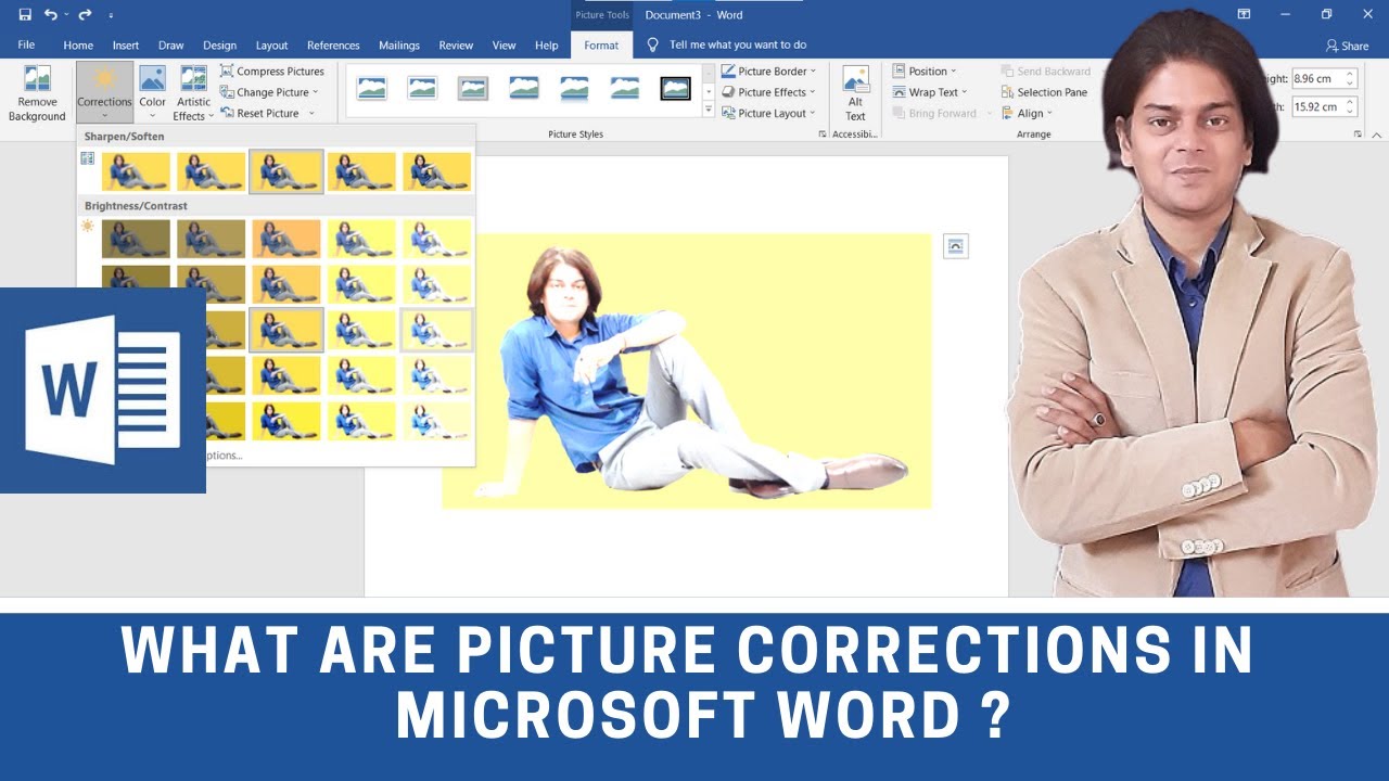 What are picture corrections in Microsoft Word ? - YouTube