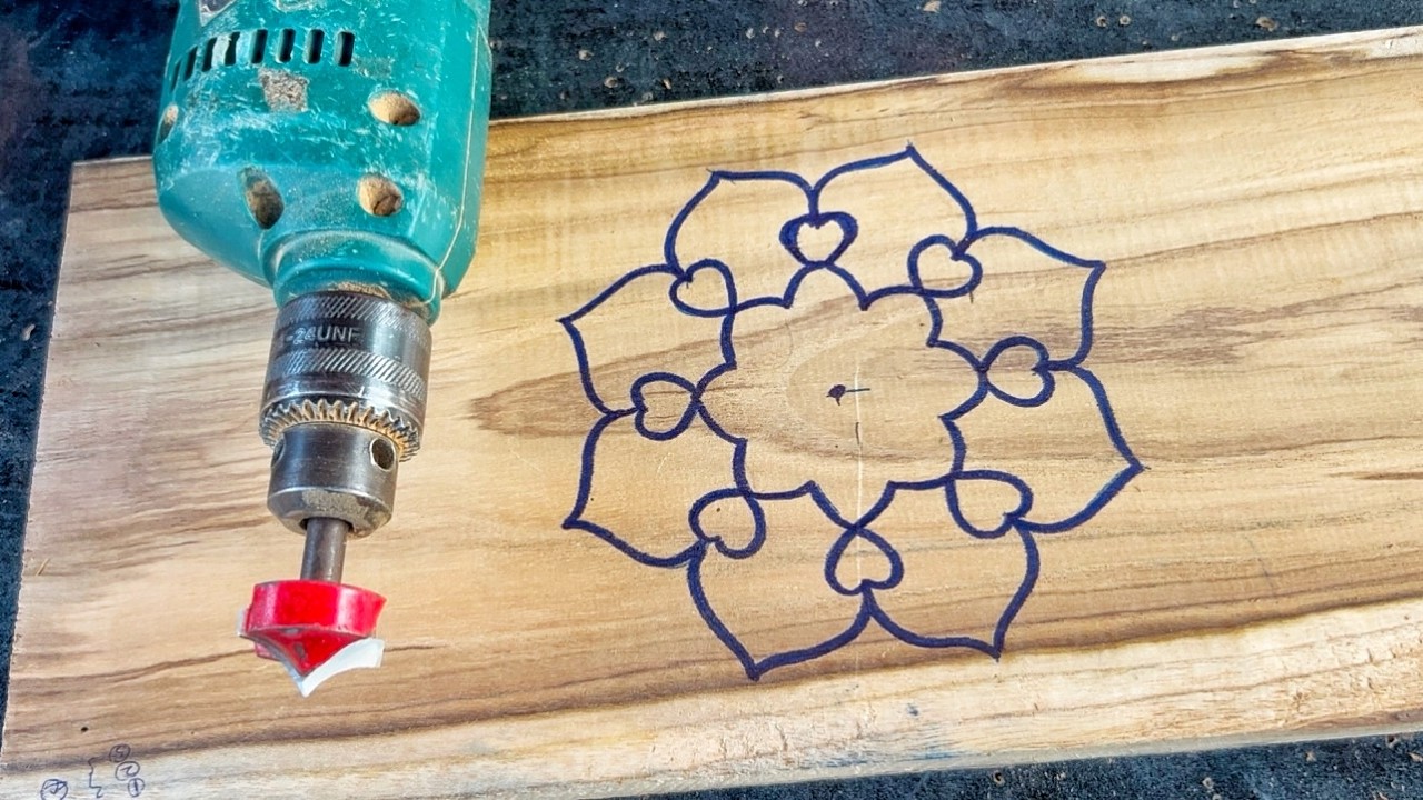 Very easy wood carving flower design work - YouTube