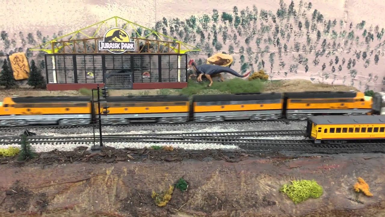 My dads Rio Grande passenger train on his layout. 3/27/16 - YouTube