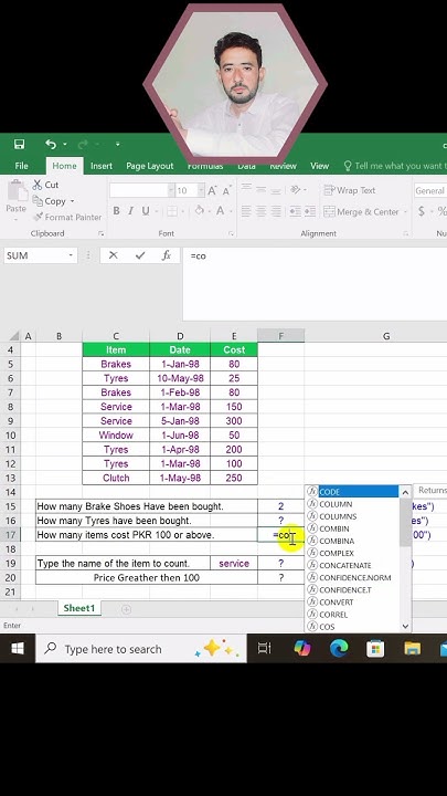 Countif function No: 20th #excel #countif #countiffunction #exceltips #dataanalysis - YouTube