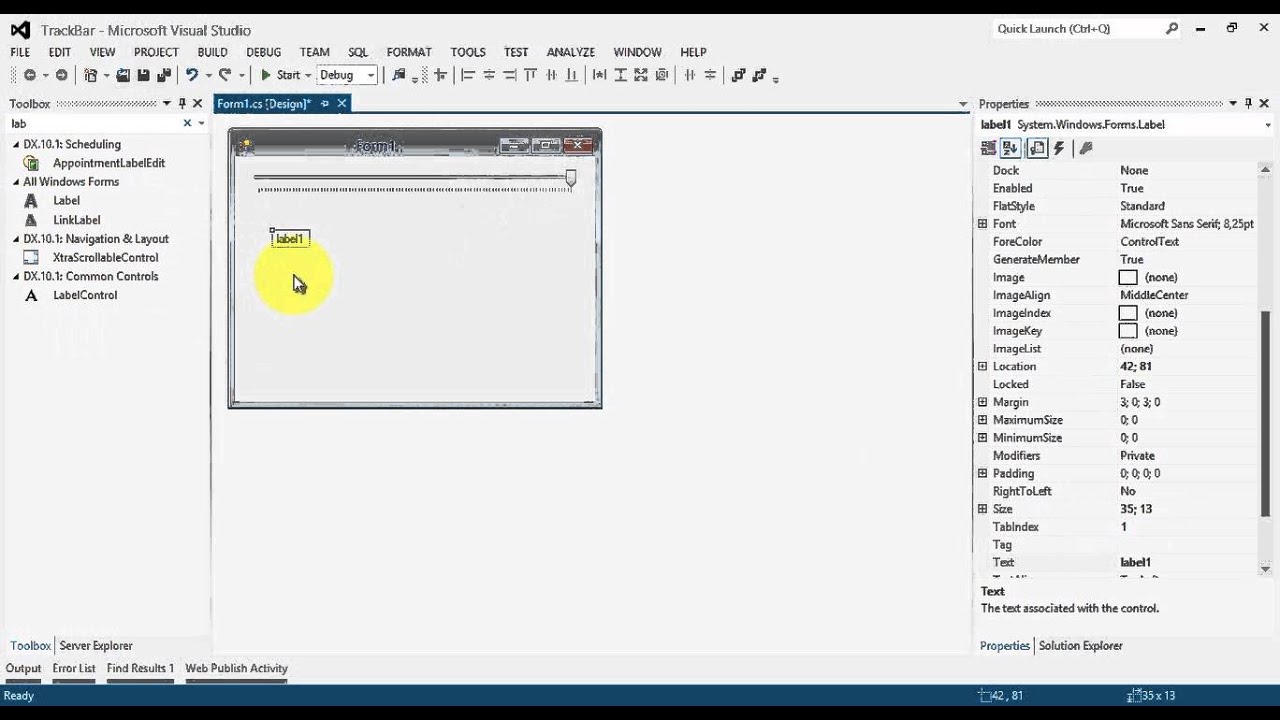 C# TrackBar Bileşeni Kullanımı - YouTube