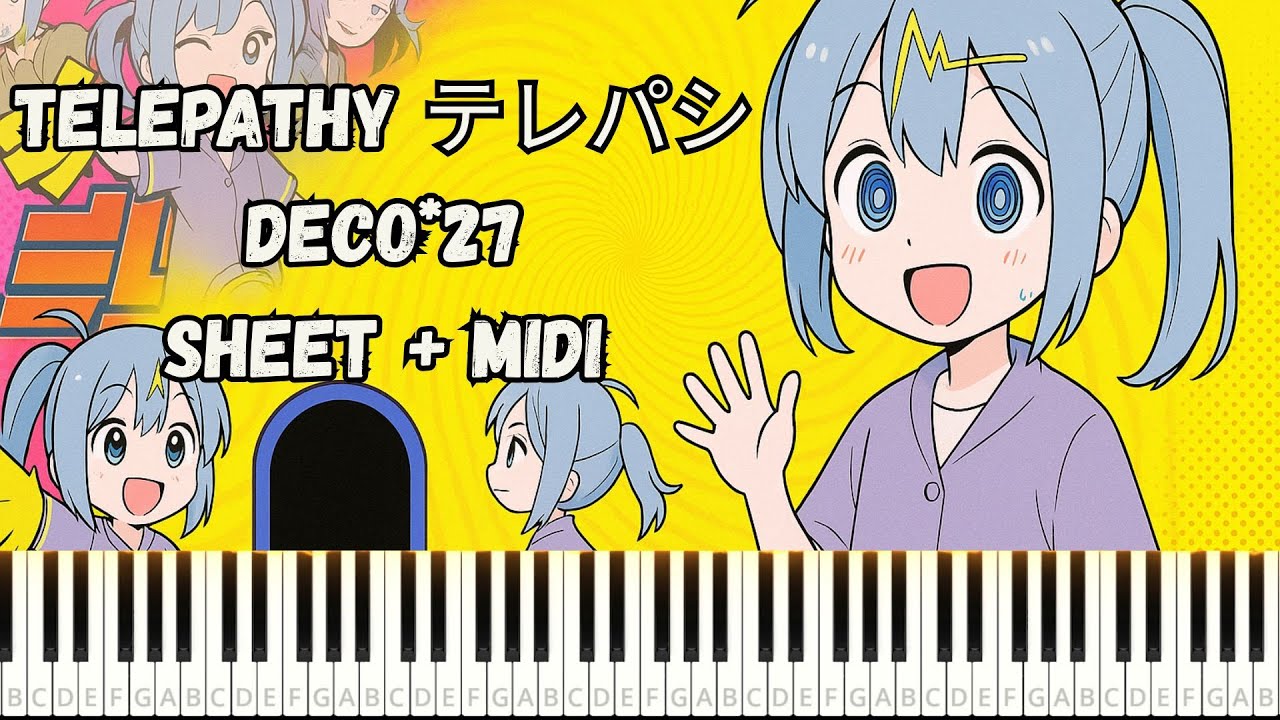 Telepathy テレパシ / DECO*27 PIANO TUTORIAL SHEET + MIDI #piano #deco27 # ...