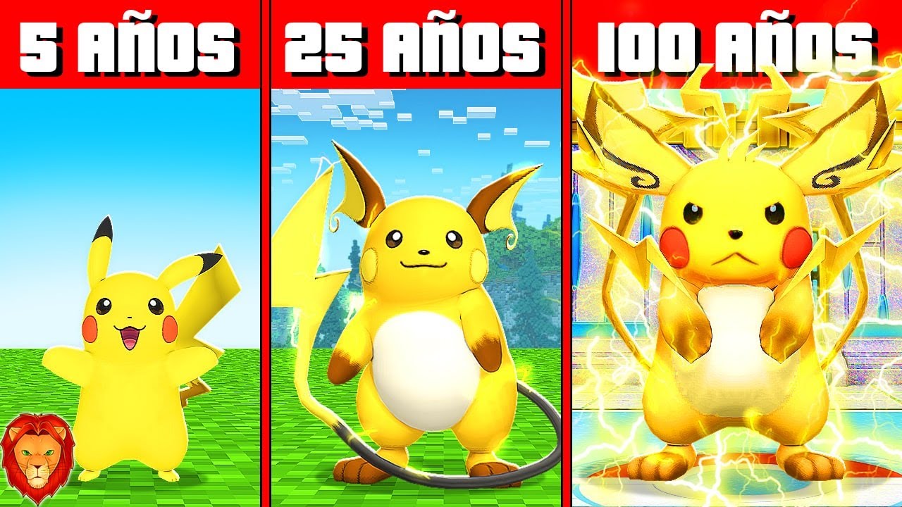 SOBREVIVÍ 100 AÑOS siendo PIKACHU en POKEMON en MINECRAFT HARDCORE y ...