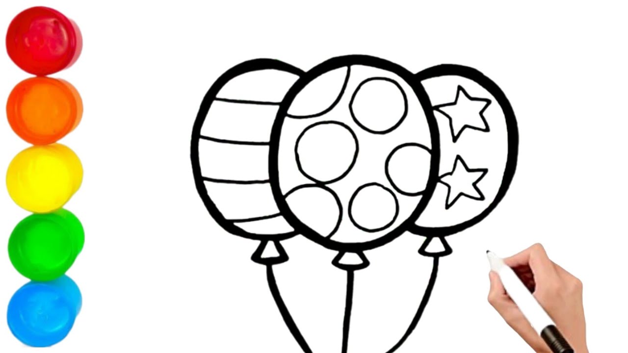 Draw happy and colorful balloons! - YouTube