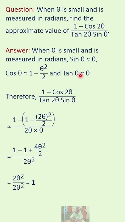 Small Angle Approximation Of Trigonometric Expressions #shorts - Youtube