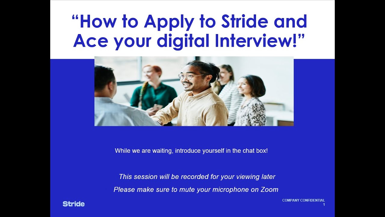Webinar: How to Apply to Stride and Ace your Digital Interview - YouTube