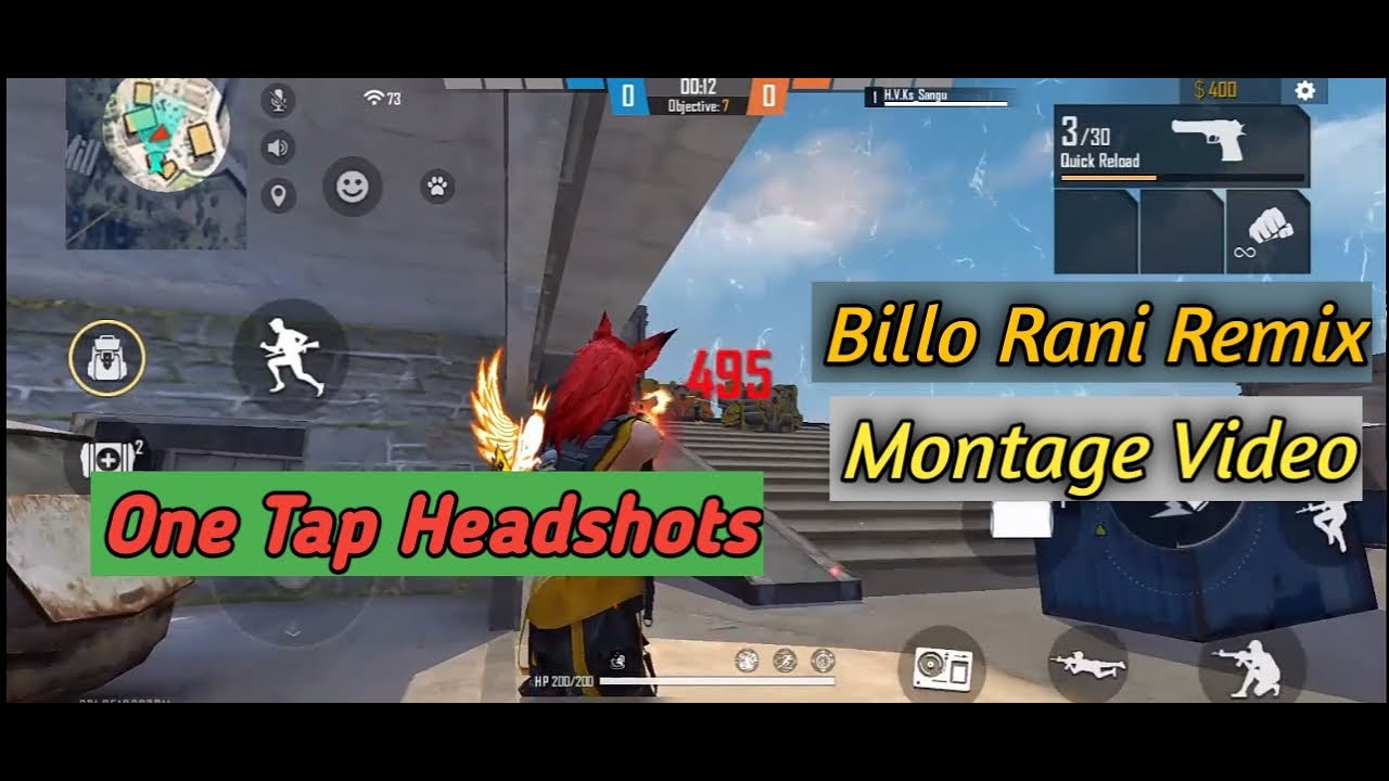 Free Fire One Tap Headshot Montage Video Billo Rani (Remix) With Emote ...