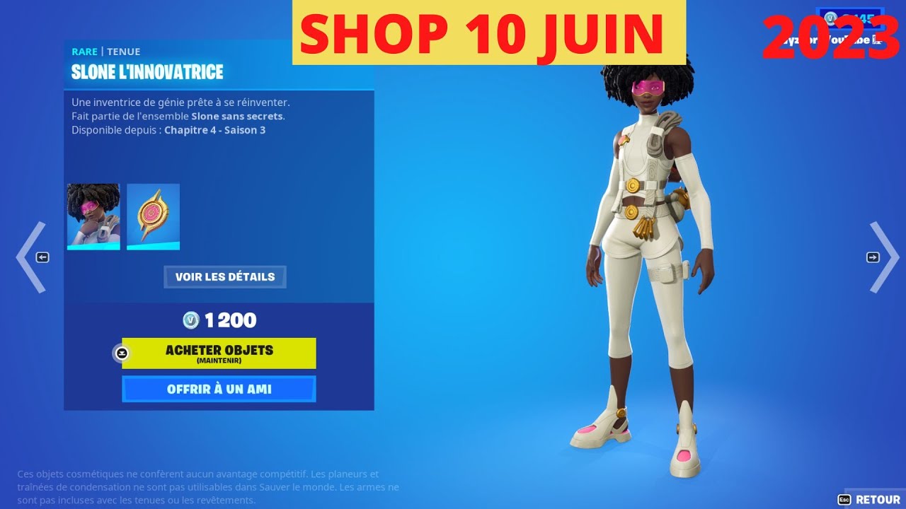 NEW Slone l'innovatrice FORTNITE SKIN BOUTIQUE 10 JUIN FORTNITE BATTLE ...