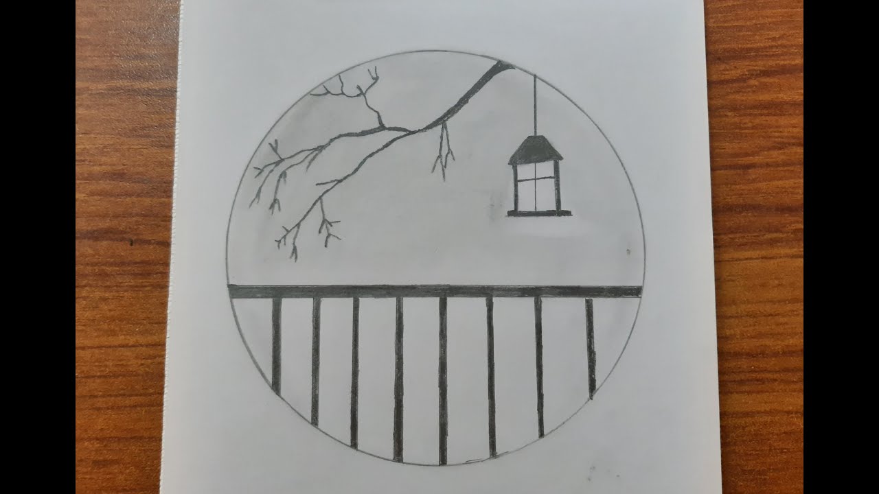 Pencil drawing in a circle || Step by step || Drawing with Nimra - YouTube