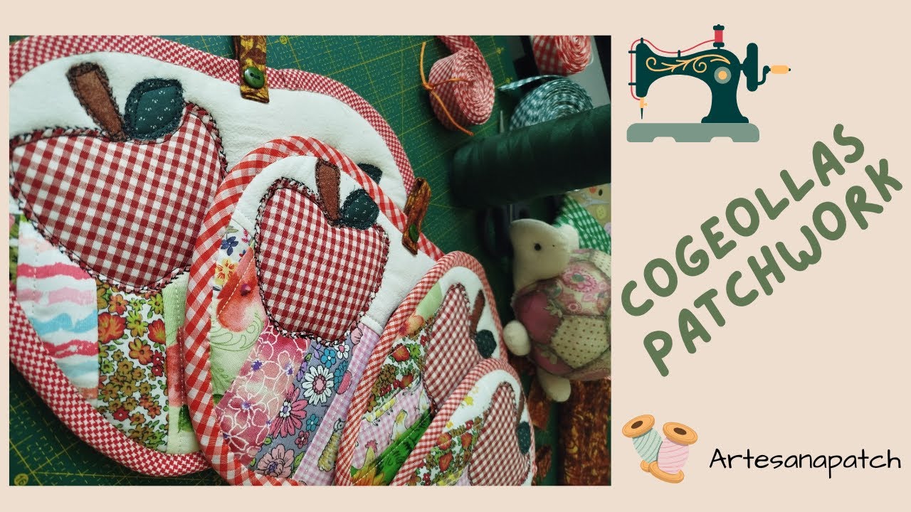 Cómo hacer un Cogeollas Manzana en Patchwork usando Retazos Manualidad en Tela - YouTube