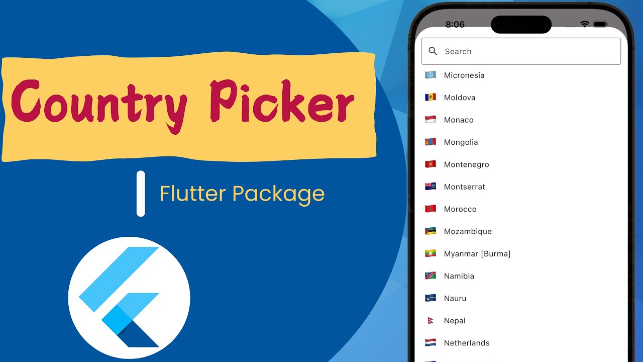 How to create a Country Picker in Flutter App? || Country Picker in Flutter - YouTube