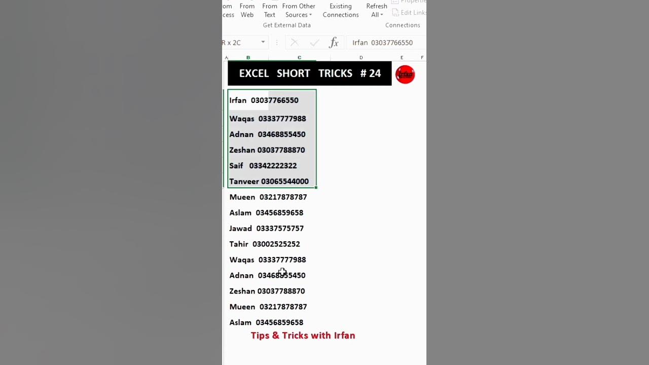 How To Convert Text To Columns In Excel Irfansbe Exceltutorial Youtube