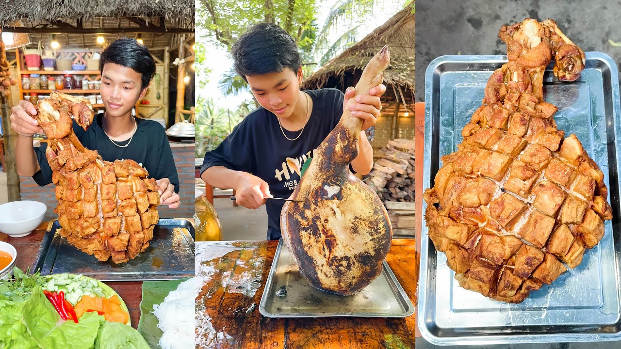 Crispy big pig leg cook with best unique style by country side chef Ny ...