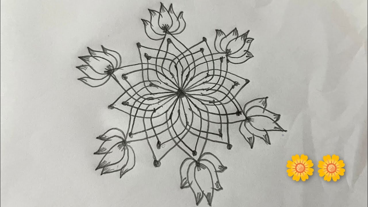 Sravanamasam padma muggulu | Simple friday rangoli designs | 5to3 padi ...