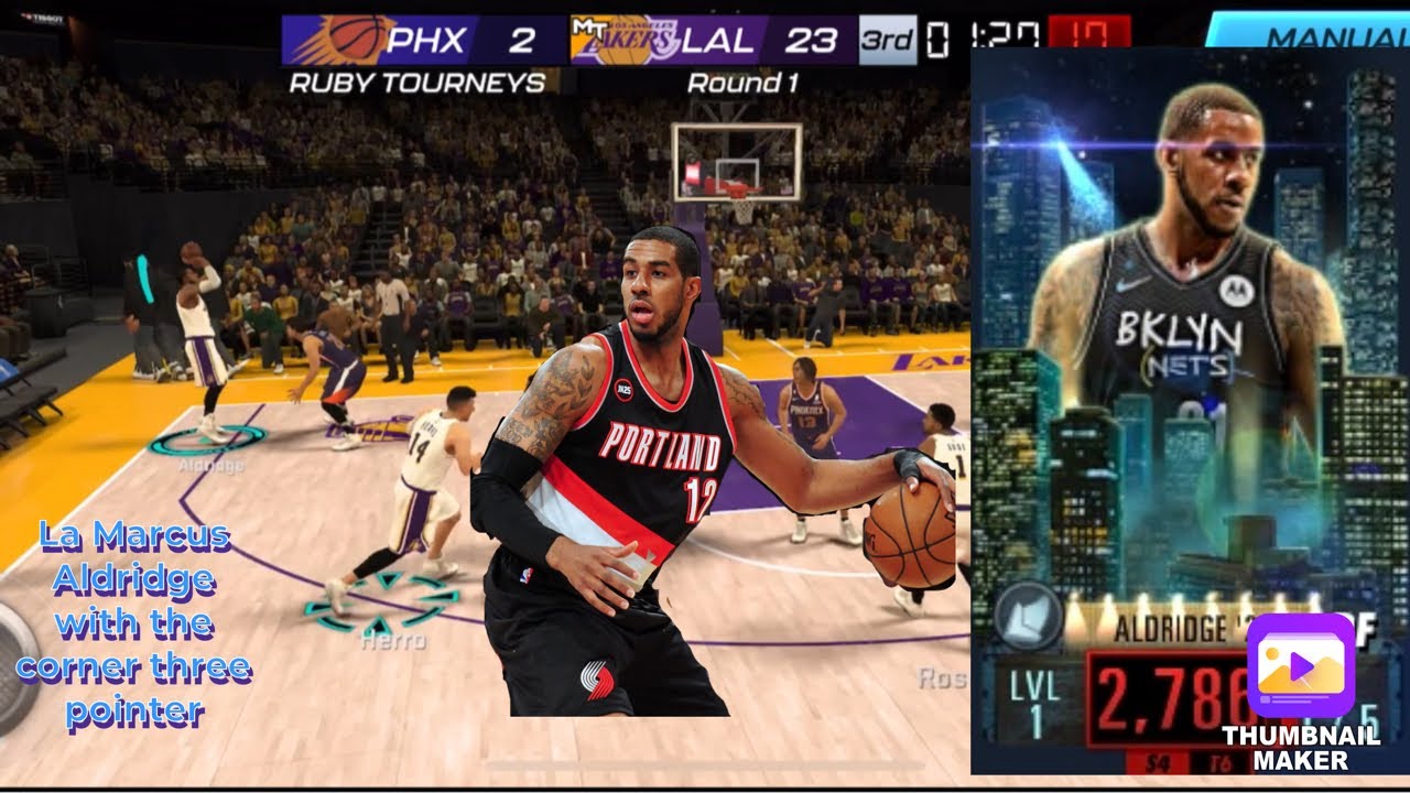 NBA 2k mobile Lamarcus Aldridge with the corner three pointer - YouTube