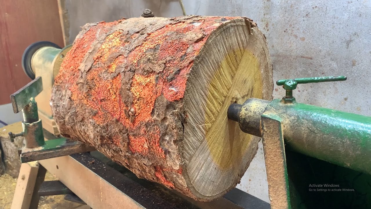 Unique Woodturning Project - The Beautiful Tree Stump On Lathe - YouTube