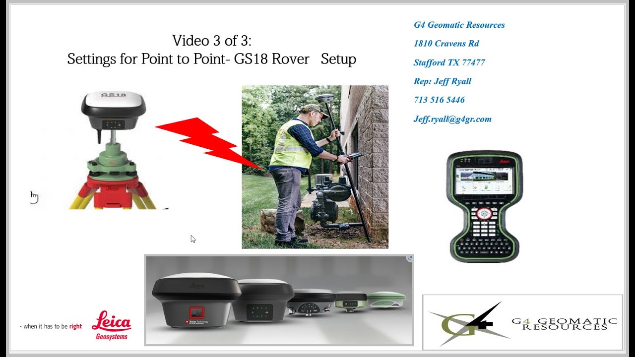 Video 3 of 3: P2P (Point to Point) Setup & Configuration Leica GS18 T Rover to work off GS18 ...