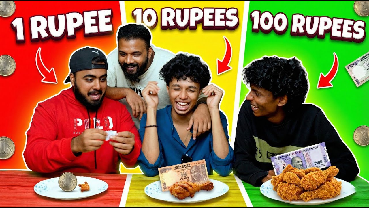1 RUPEE 10 RUPEES 100 RUPEES FOOD CHALLENGE 😯😂 - YouTube