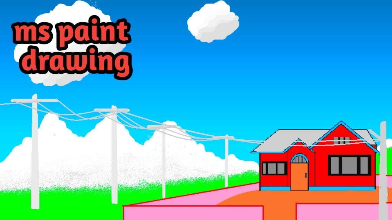 Haw to ms paint drawing | beautiful village scenery drawing | ms-paint ...