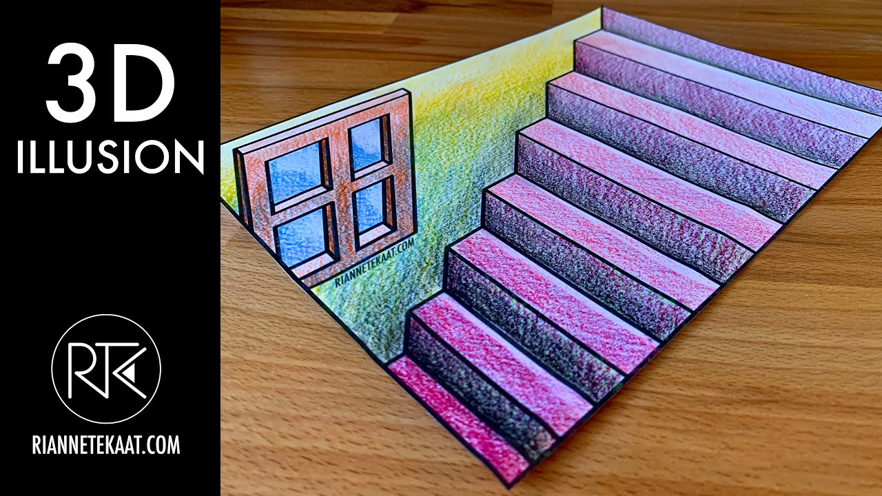 3D tekenles: Maak je eigen 3D illusie van een trap - YouTube