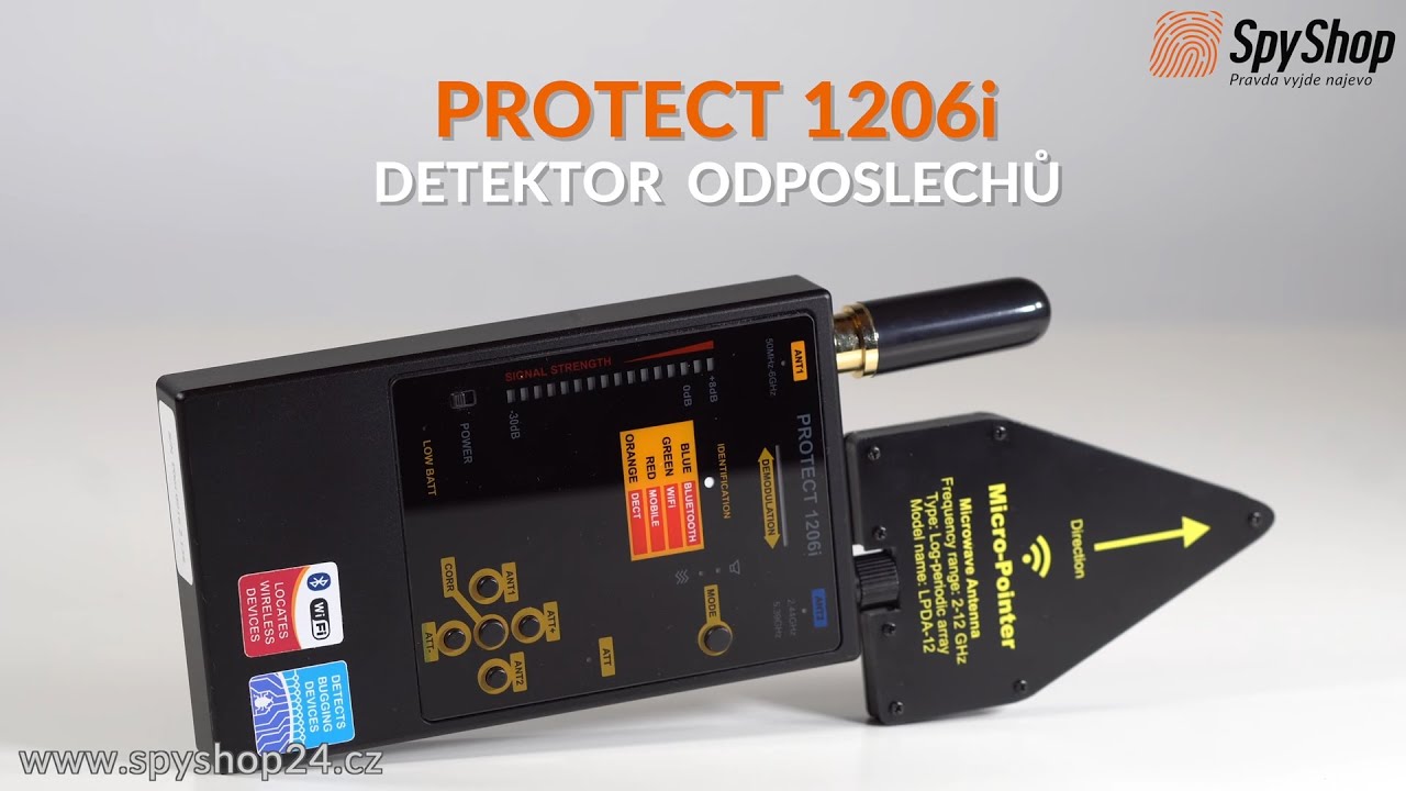 Detektor odposlechů Protect 1206i pro vyhledávání odposlechů a skrytých ...