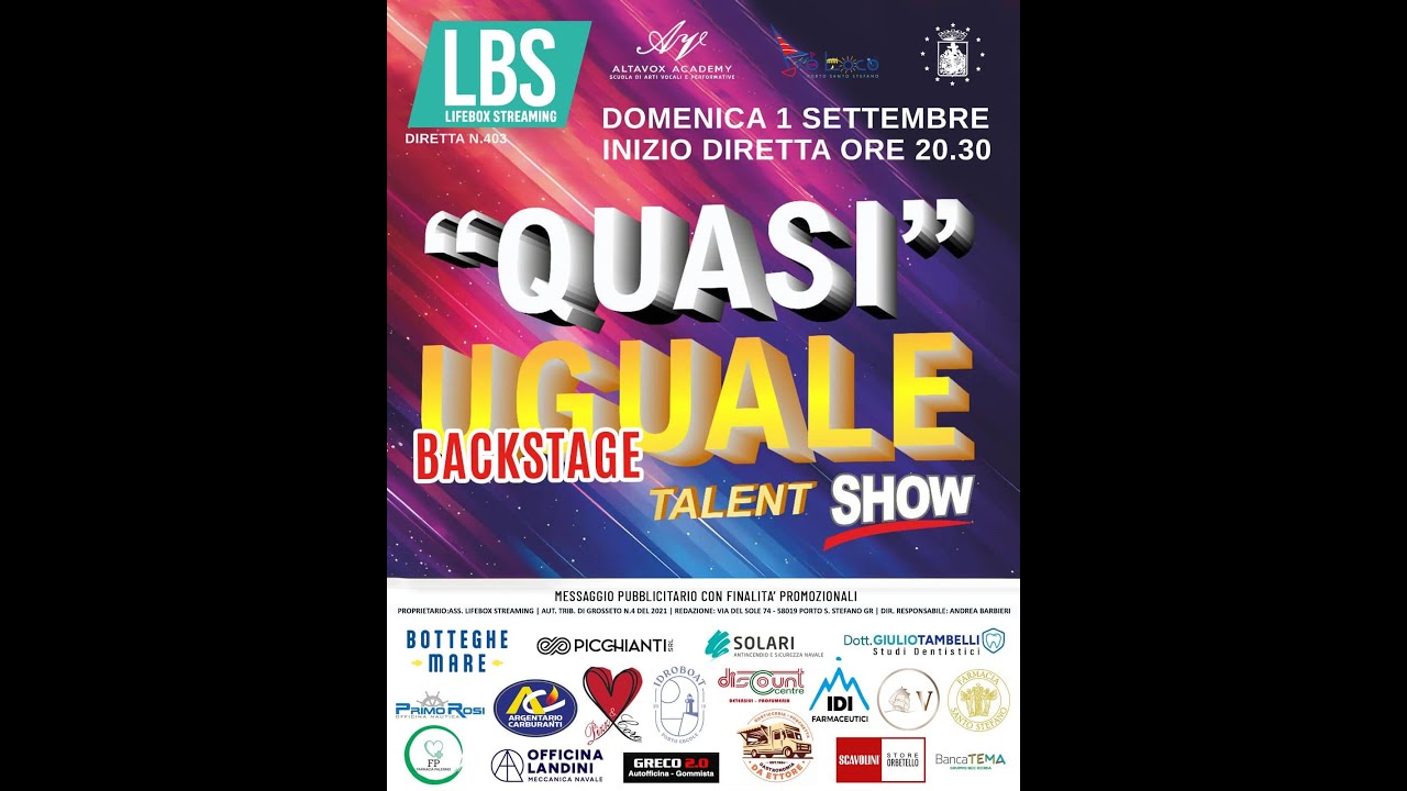 🎙Live streaming n.403 - il BACKSTAGE DI “QUASI” UGUALE Talent Show in ...