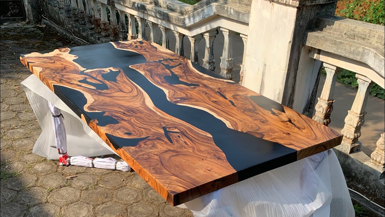 Meja Resin Hitam Dengan Kombinasi Kayu Yang Antik - YouTube