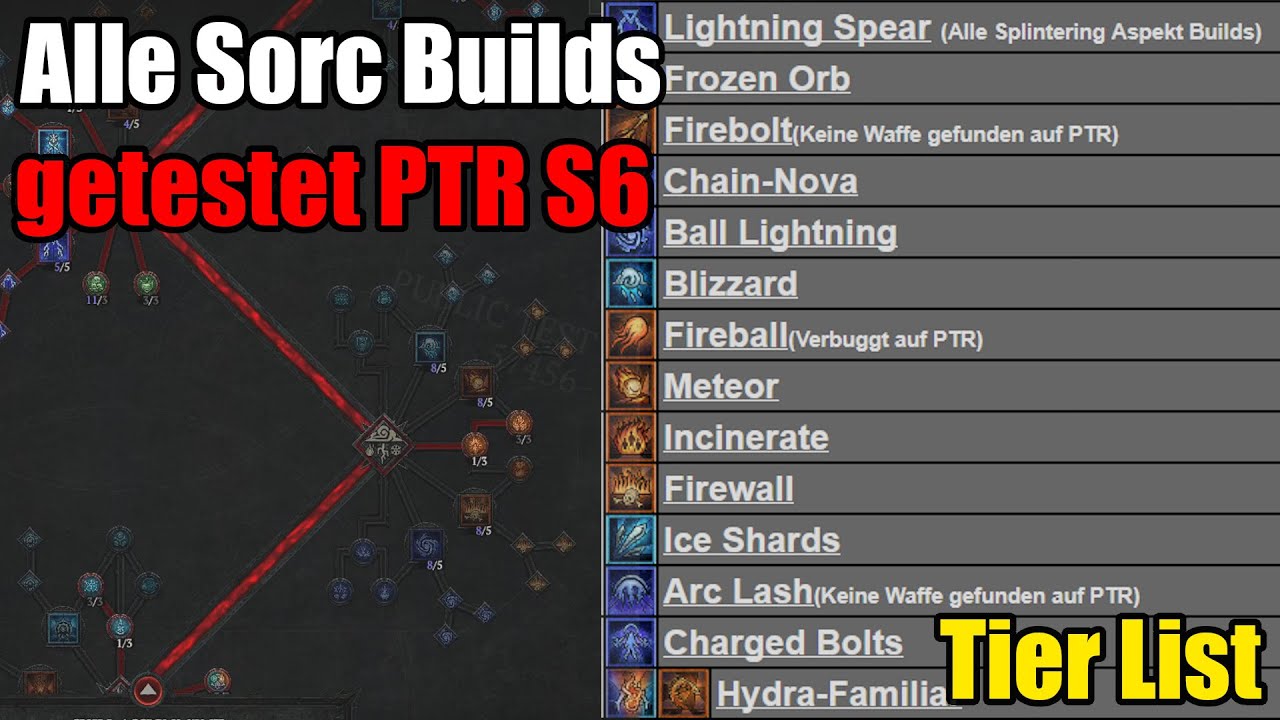 PTR | Alle Sorc Builds getestet und in Tier List geranked - YouTube