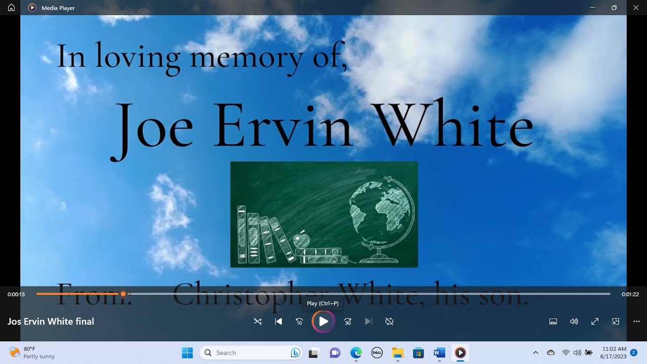 Honoring Joe Ervin White from Christopher, his son. - YouTube