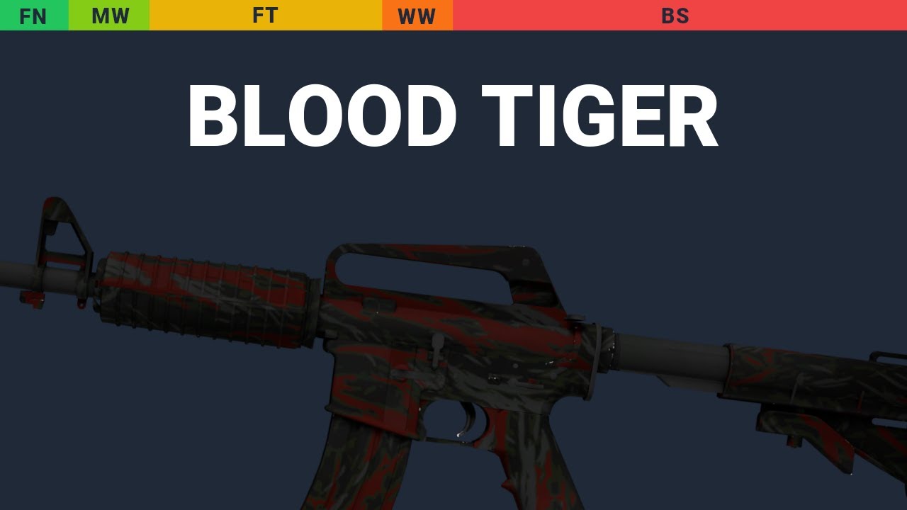M4A1-S Blood Tiger - Skin Float And Wear Preview - YouTube
