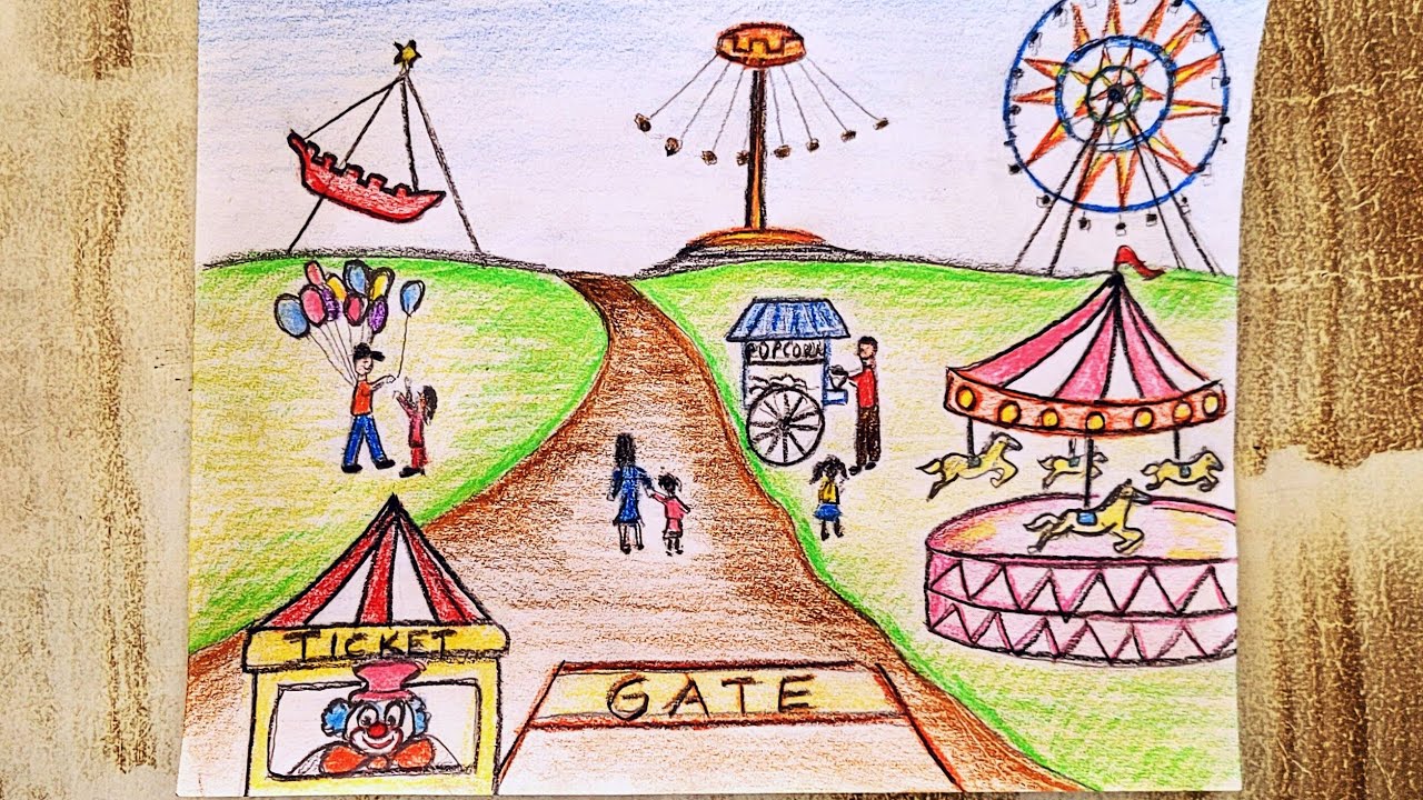 AMUSEMENT PARK DRAWING / FUN FAIR DRAWING / AMUSING PARK DRAWING ...