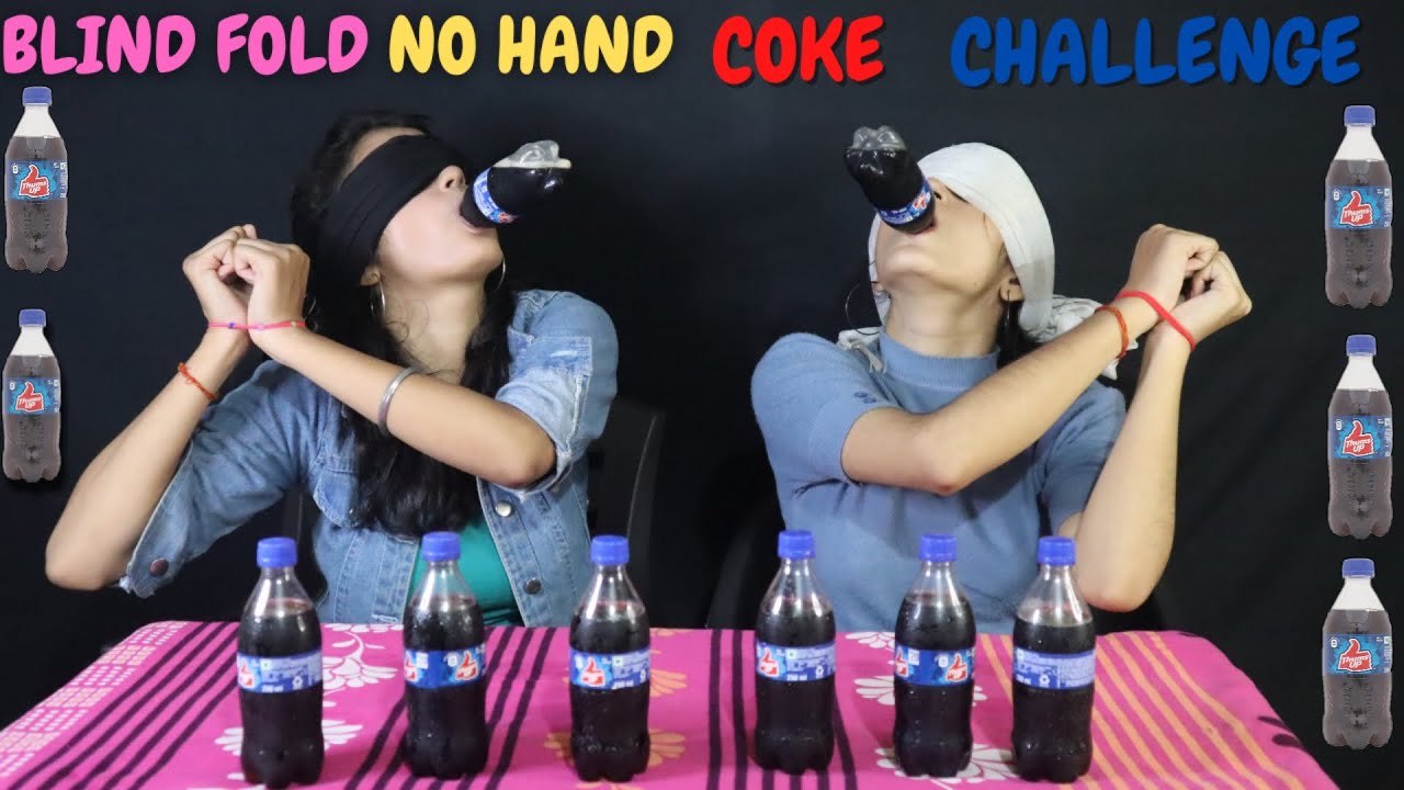 NO HANDS COKE DRINKING CHALLENGE | BLIND FOLD COKE CHALLENGE | COKE ...