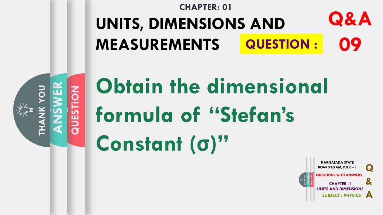 Obtain the dimensional formula of “Stefan’s Constant (σ)” - YouTube