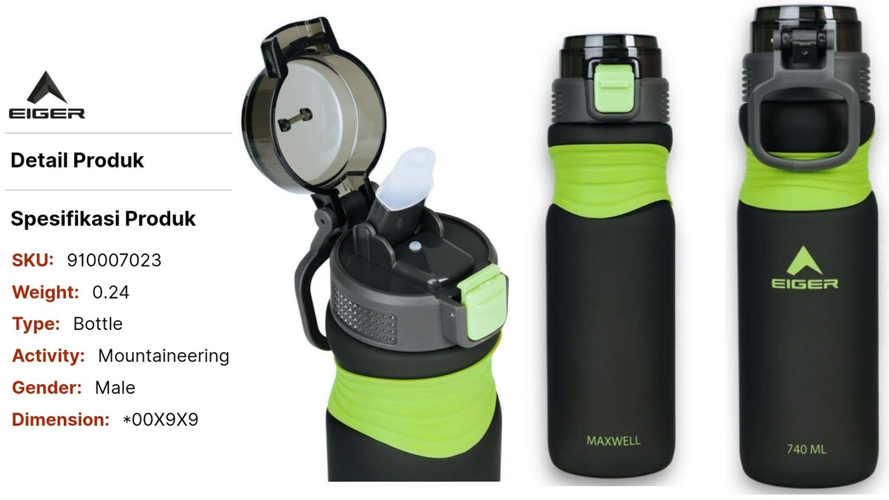 EIGER MAXWELL SPORT WB 740 ML || SKU#: 910007023 || EIGER WATER BOTTLE - YouTube