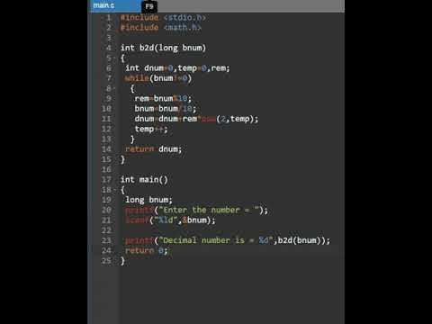 write a c program to convert binary into decimal number | #shorts#code# ...